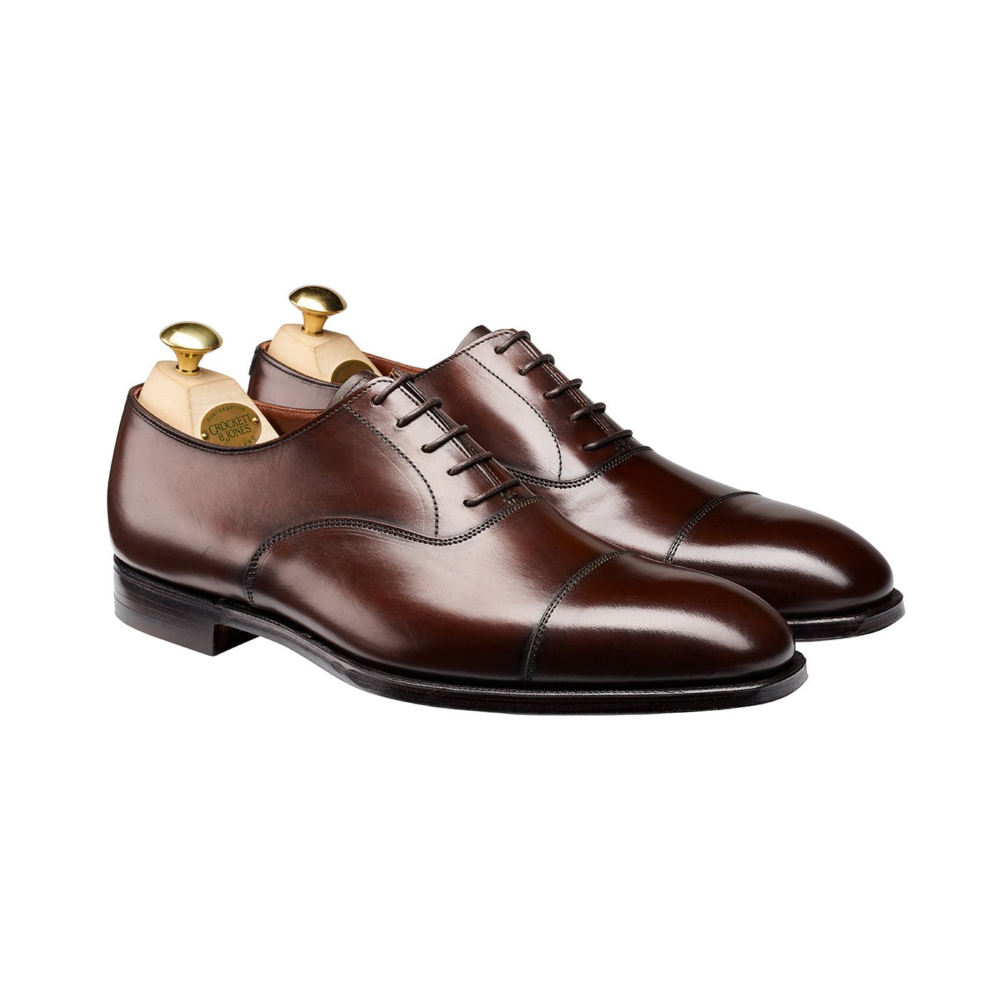 Crockett & Jones Audley – Men's Oxford Shoes in Brown Calfskin ...